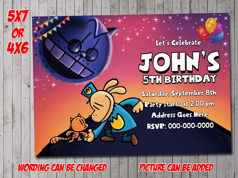 Dog Man Model 2 Digital Party Invitation, Birthday, Thank You Card ...