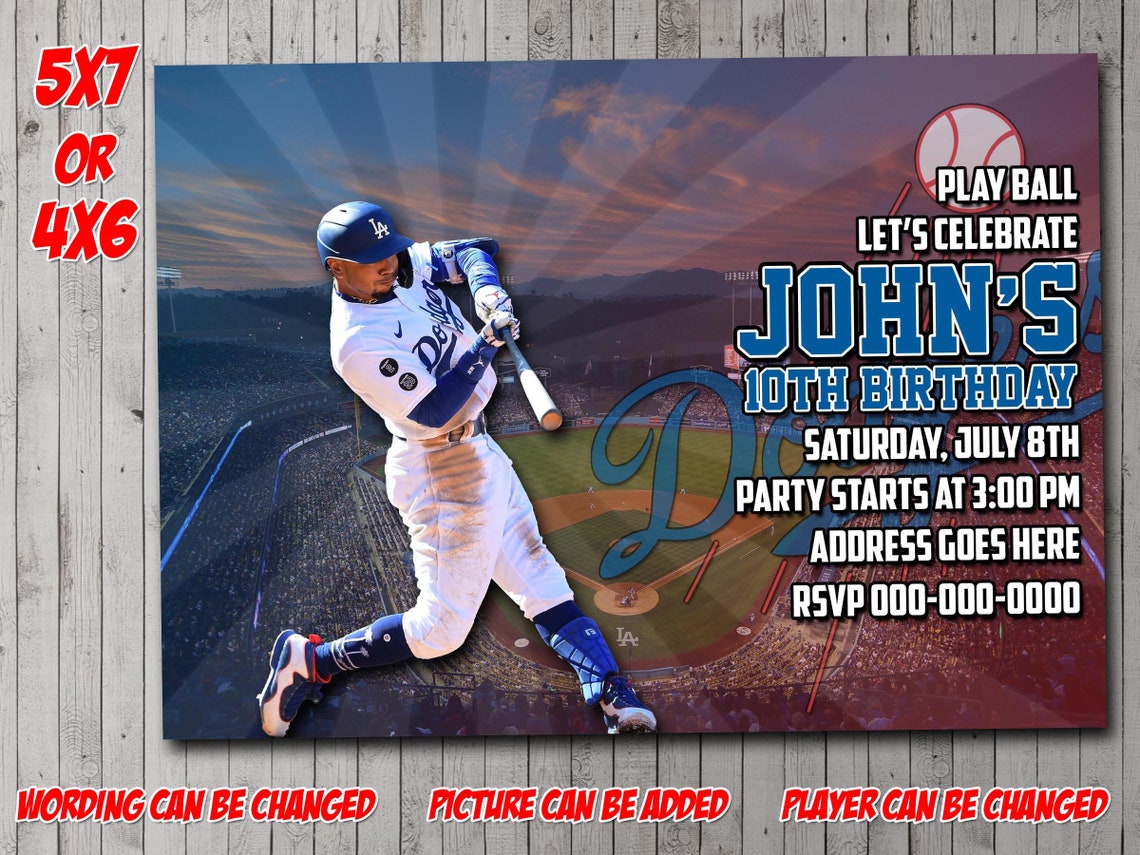 Dodgers Inspired Digital Party Invitation, Birthday, Thank You Card ...