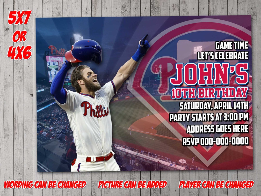 Phillies Inspired Digital Party Invitation, Birthday, Thank You Card ...