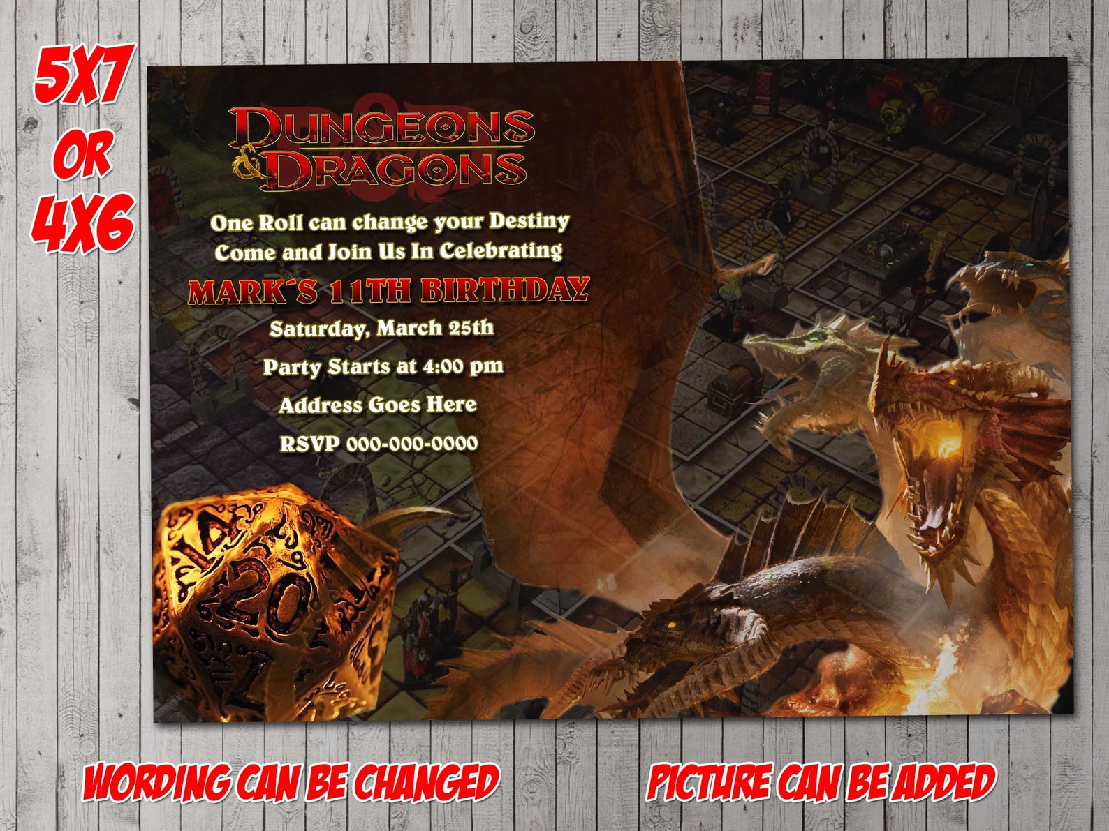 Dungeons and Dragons Digital Party Invitation, Birthday, Thank You Card ...