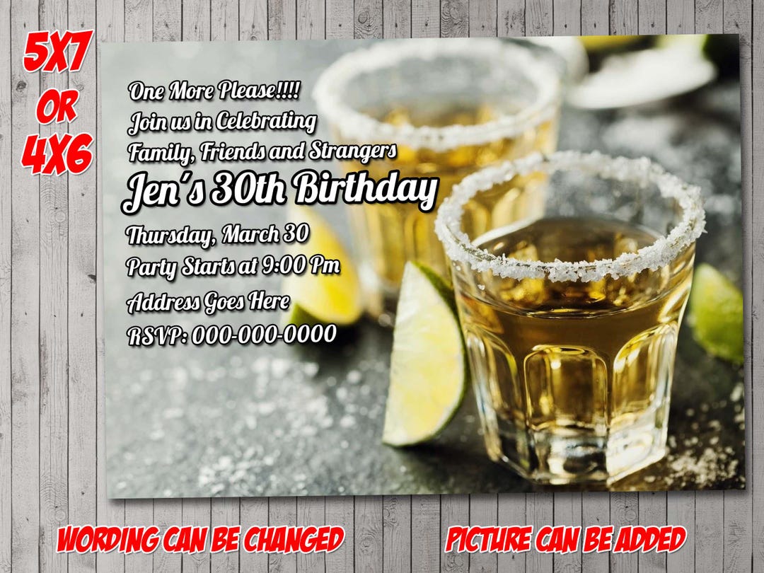 Tequila Shots Digital Party Invitation, Birthday, Thank You Card ...