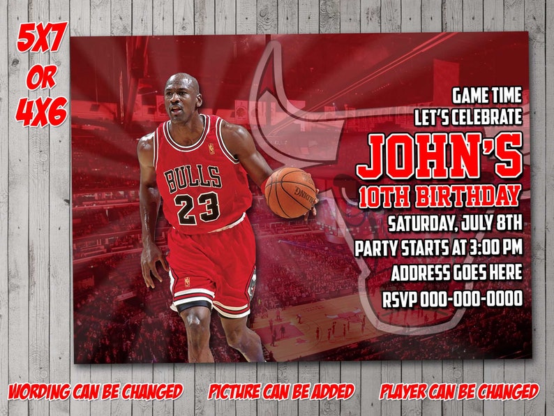 Bulls Inspired Digital Party Invitation, Birthday, Thank You Card ...