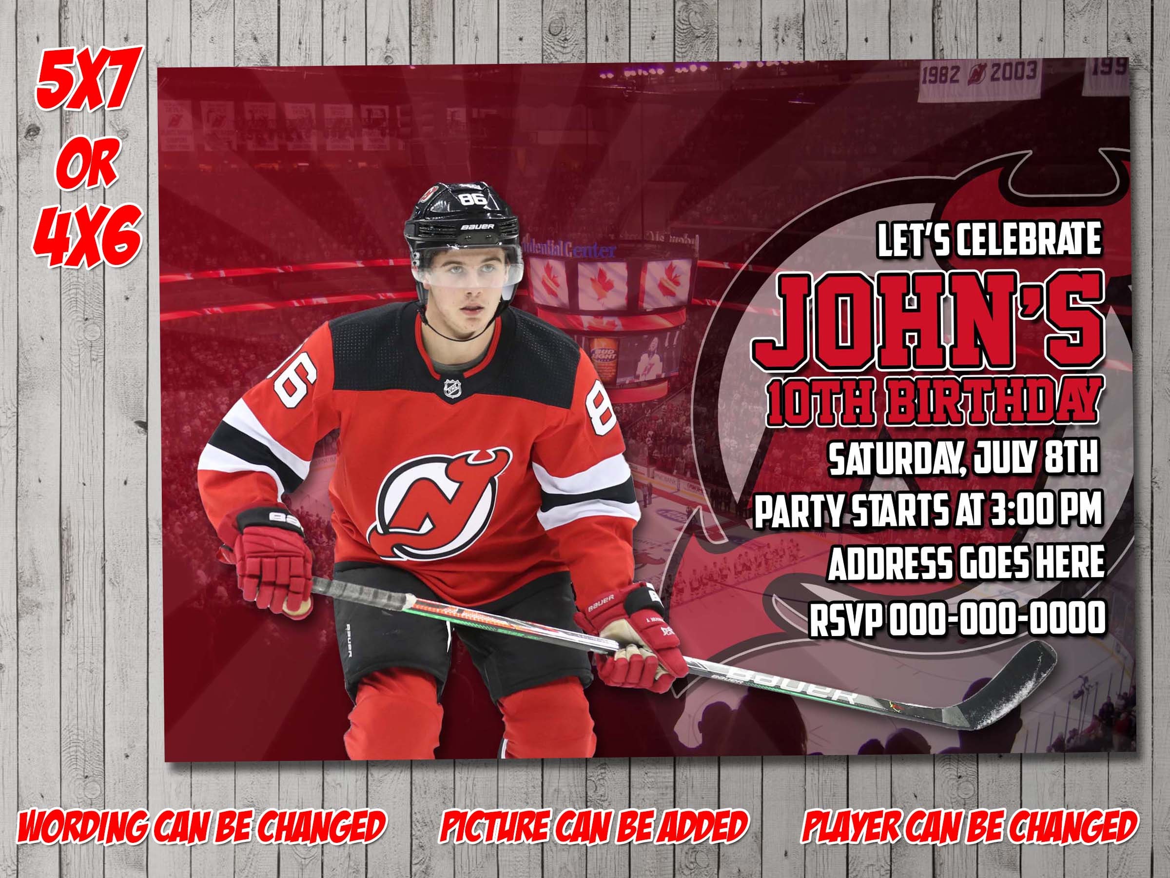Devils Inspired Digital Party Invitation, Birthday, Thank You Card ...