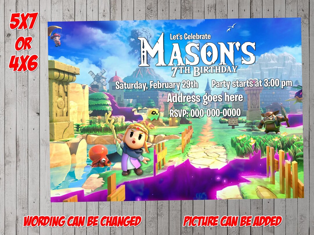The Legend of Zelda M6 Digital Party Invitation, Birthday, Thank You ...