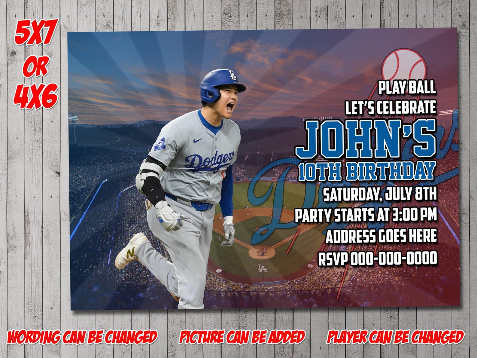 Dodgers Inspired Digital Party Invitation, Birthday, Thank You Card ...