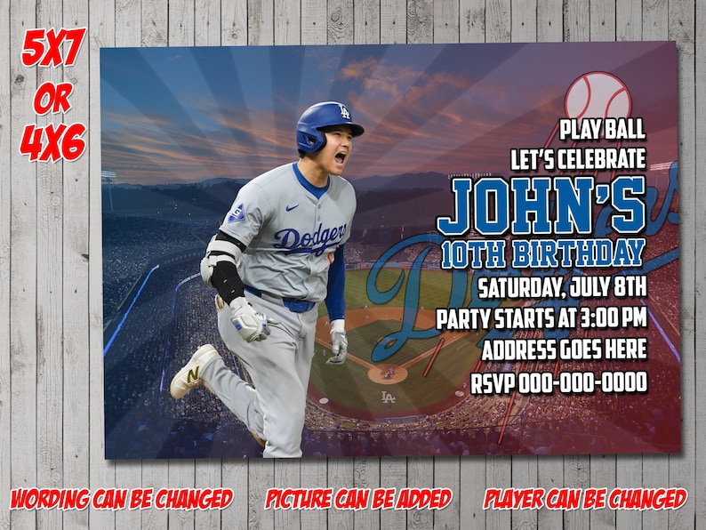 Dodgers Inspired Digital Party Invitation, Birthday, Thank You Card ...