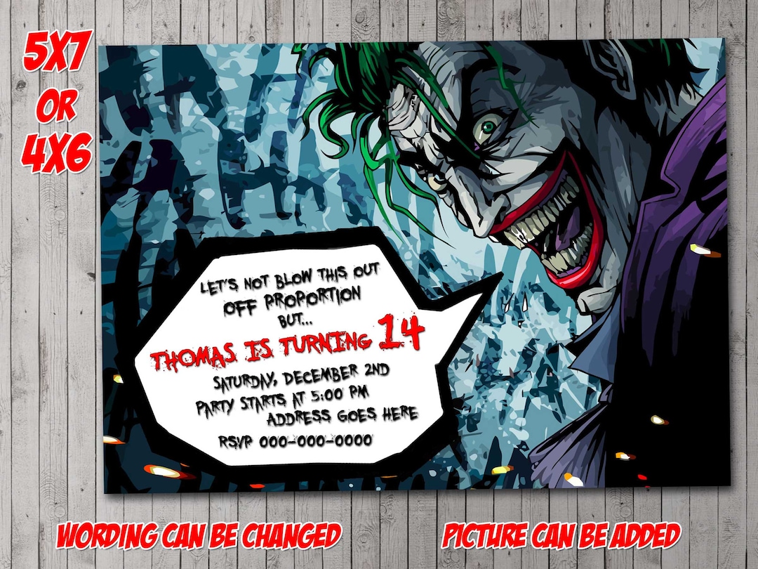 Joker Digital Party Invitation, Birthday, Thank You Card, Holiday ...