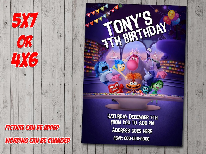 Inside Out Digital Party Invitation, Birthday, Thank You Card, Holiday ...