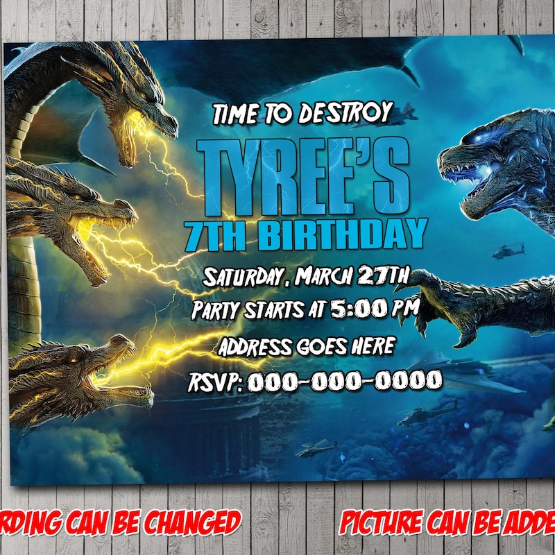 Godzilla Invitation Card - Etsy
