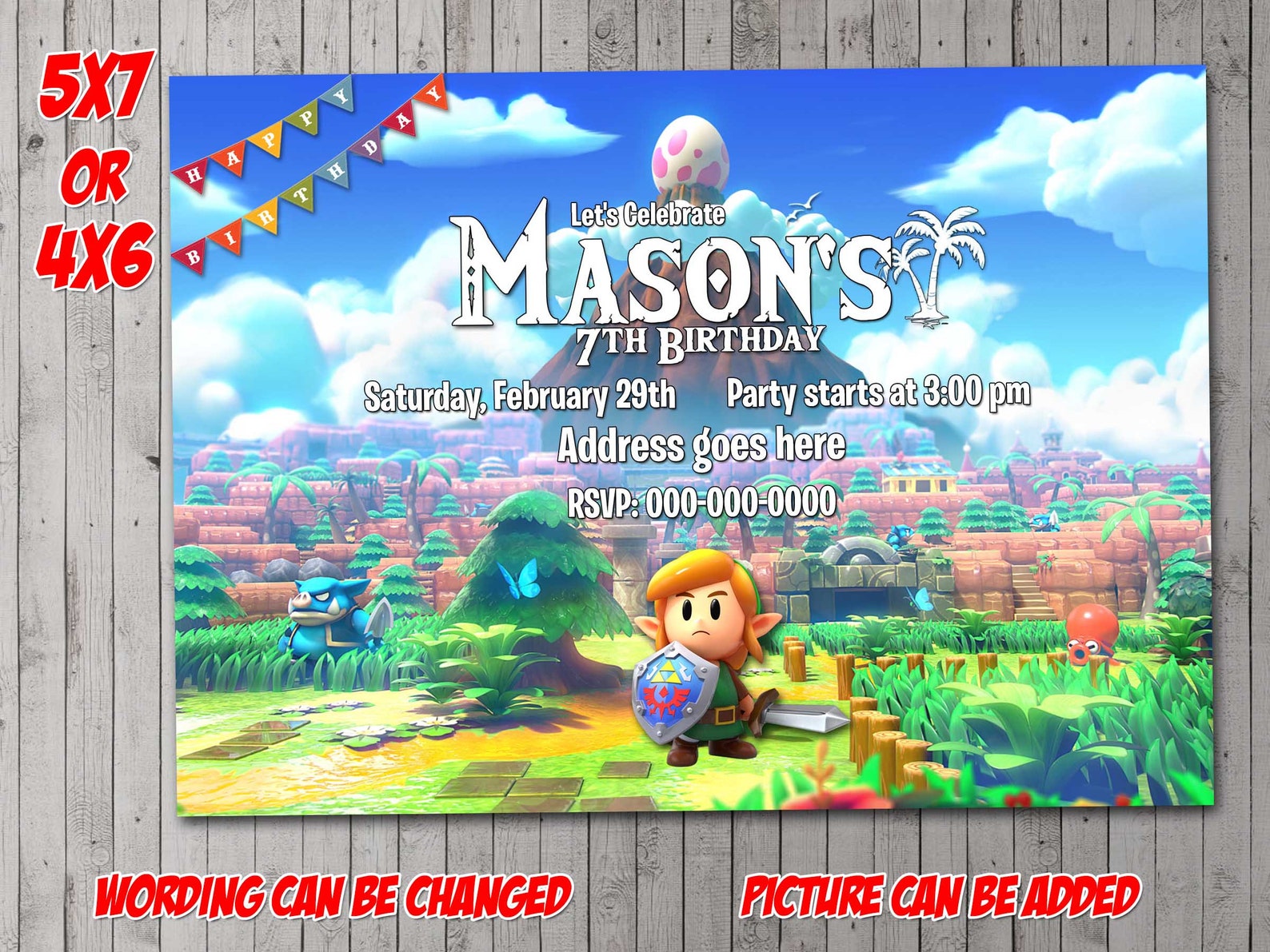 The Legend of Zelda M5 Digital Party Invitation, Birthday, Thank You ...