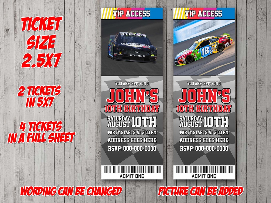 Racing Ticket Inspired Digital Party Invitation, Birthday, Thank You ...