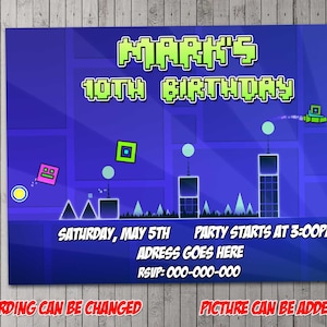 Geometry Dash Digital Birthday Invitation - Etsy