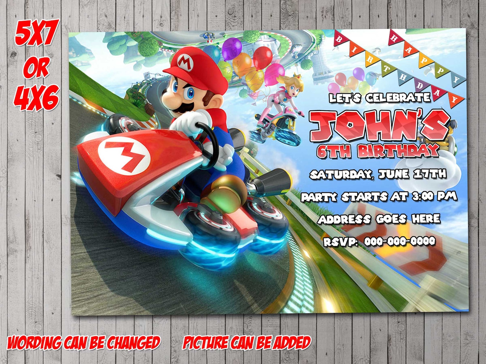 Super Mario Kart Digital Party Invitation, Birthday, Thank You Card ...