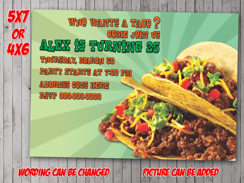 Taco Party Digital Party Invitation, Birthday, Thank You Card, Holiday ...
