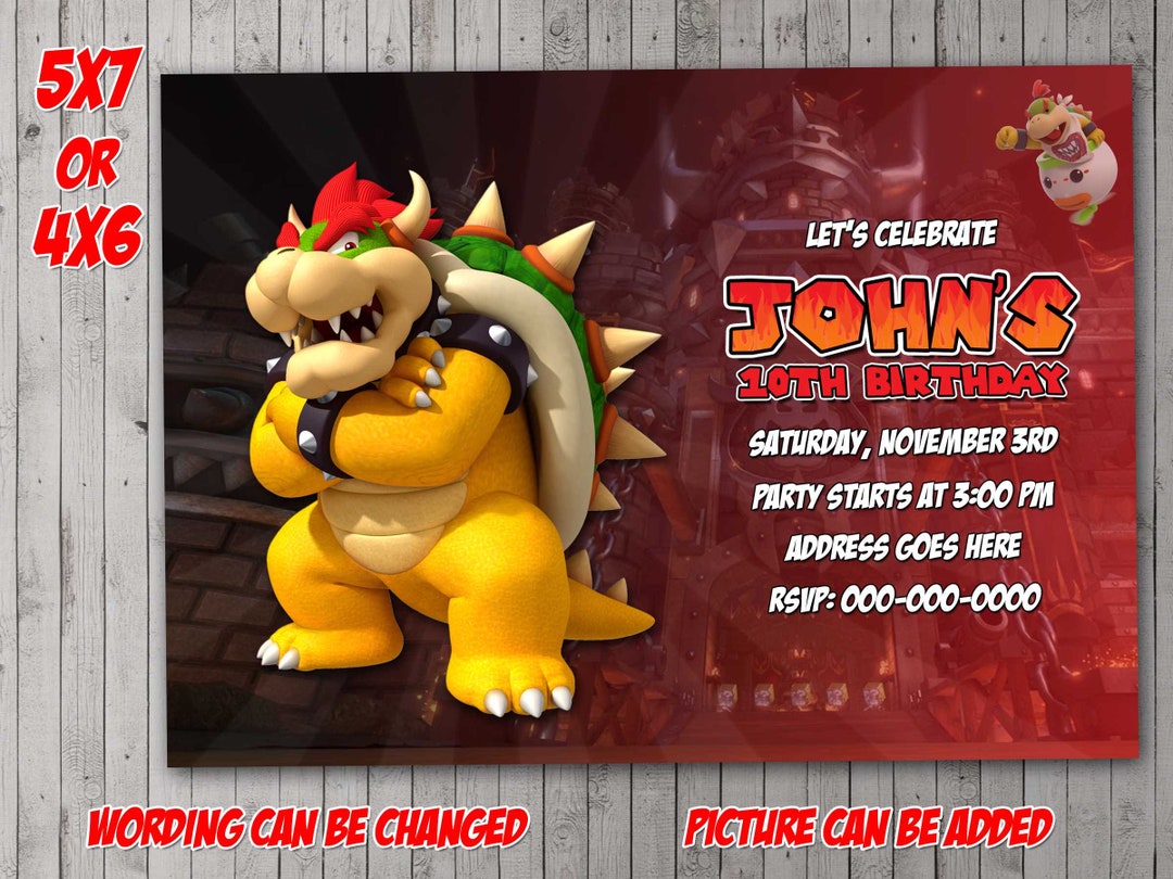 King Bowser Digital Party Invitation, Birthday, Thank You Card, Holiday ...