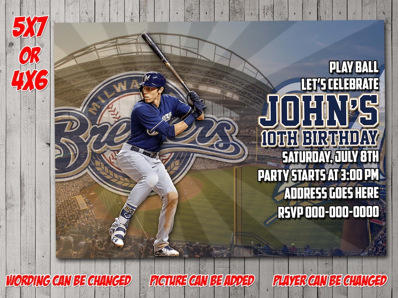 Brewers Inspired Digital Party Invitation, Birthday, Thank You Card ...