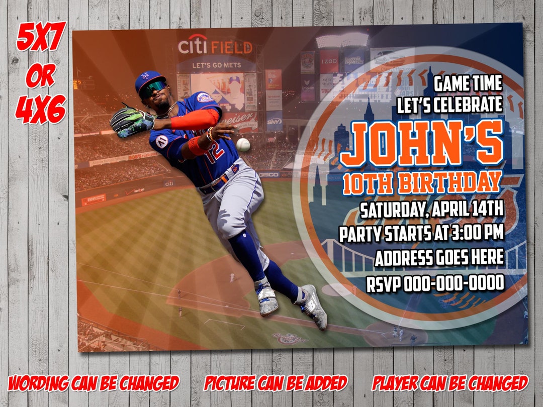 Mets Inspired Digital Party Invitation, Birthday, Thank You Card ...