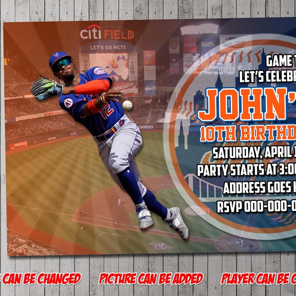 Mets Digital Invitation Birthday - Etsy