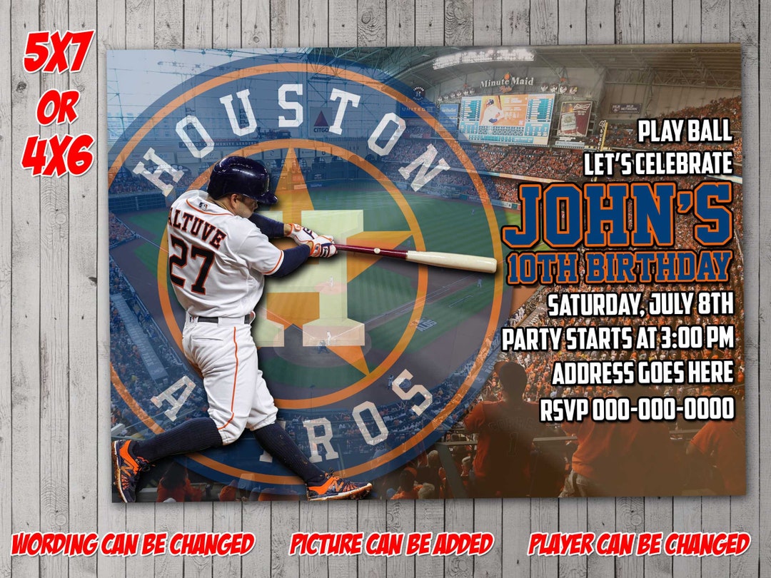 Astros Inspired Digital Party Invitation, Birthday, Thank You Card ...