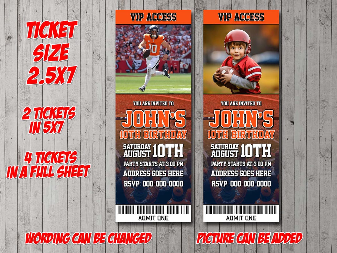 Broncos Ticket Inspired Digital Party Invitation, Birthday, Thank You ...