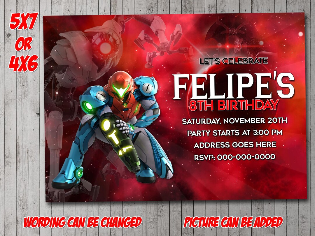 Metroid Digital Party Invitation, Birthday, Thank You Card, Holiday ...