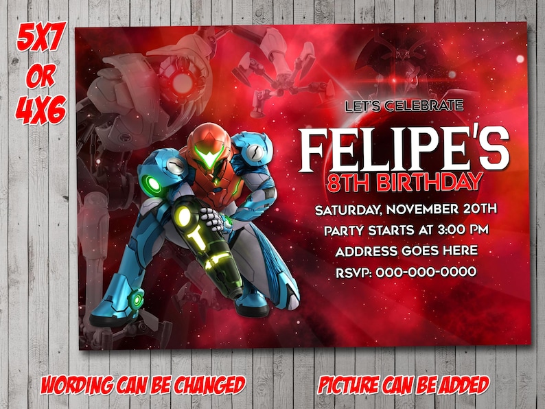 Metroid Digital Party Invitation, Birthday, Thank You Card, Holiday ...