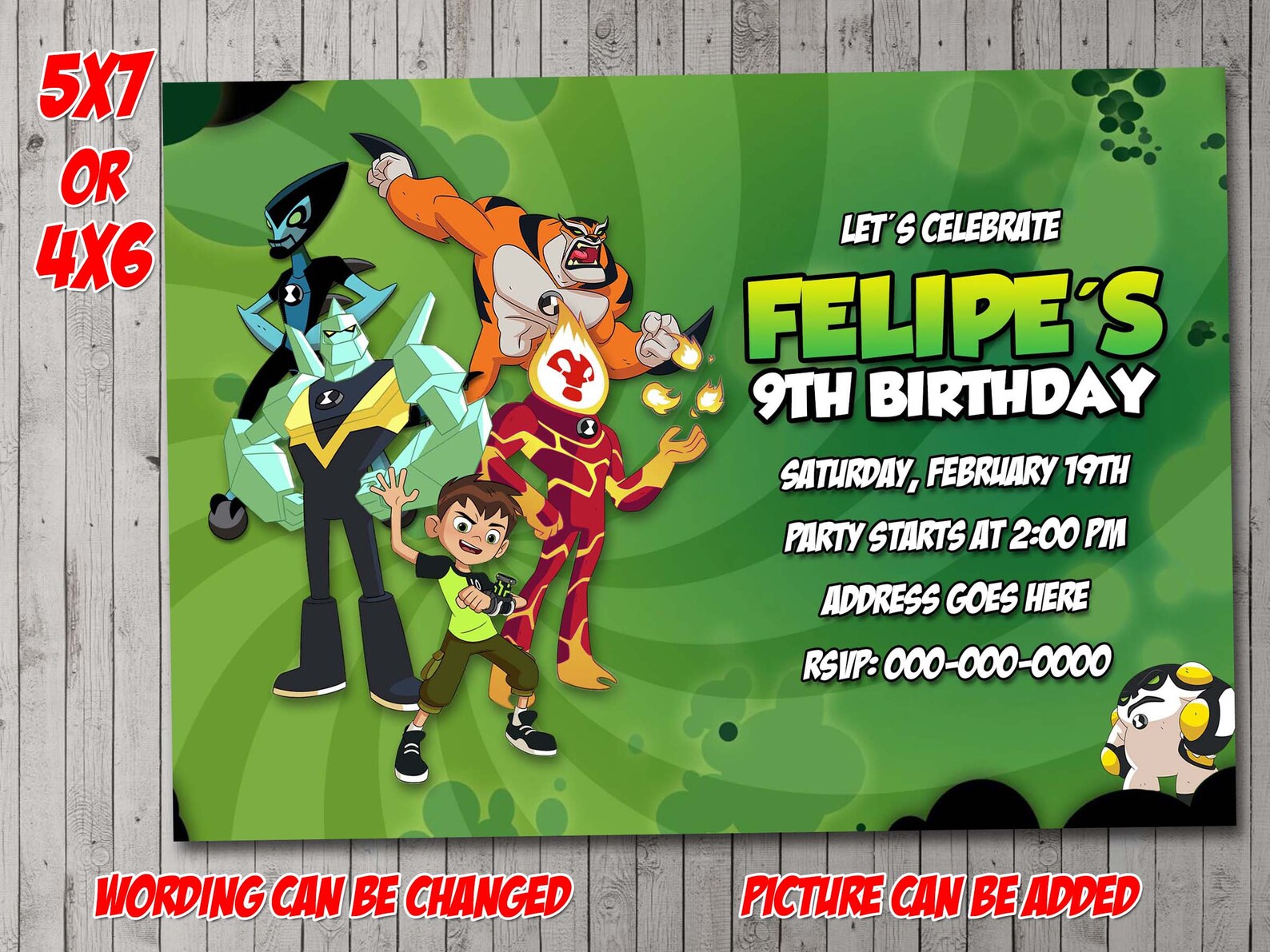 Ben 10 Digital Party Invitation, Birthday, Thank You Card, Holiday ...