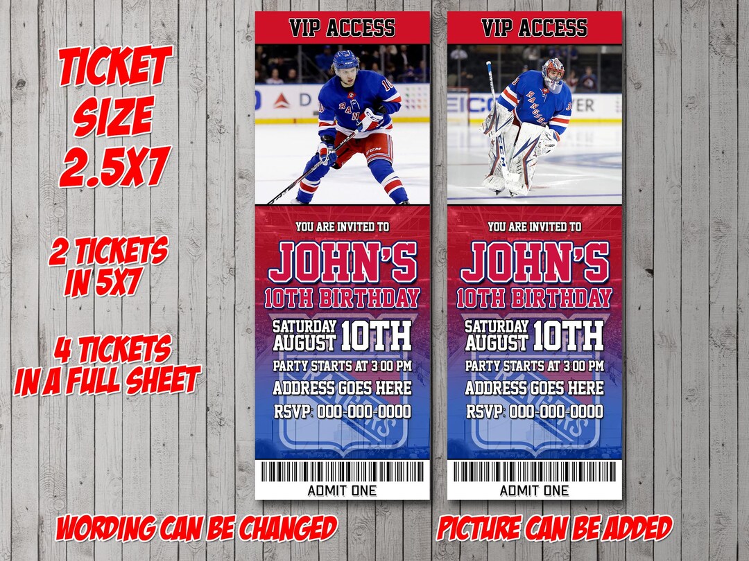 Rangers Ticket Inspired Digital Party Invitation, Birthday, Thank You ...