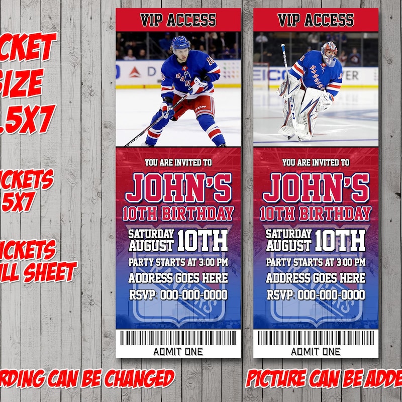 New York Rangers Ticket Template - Etsy