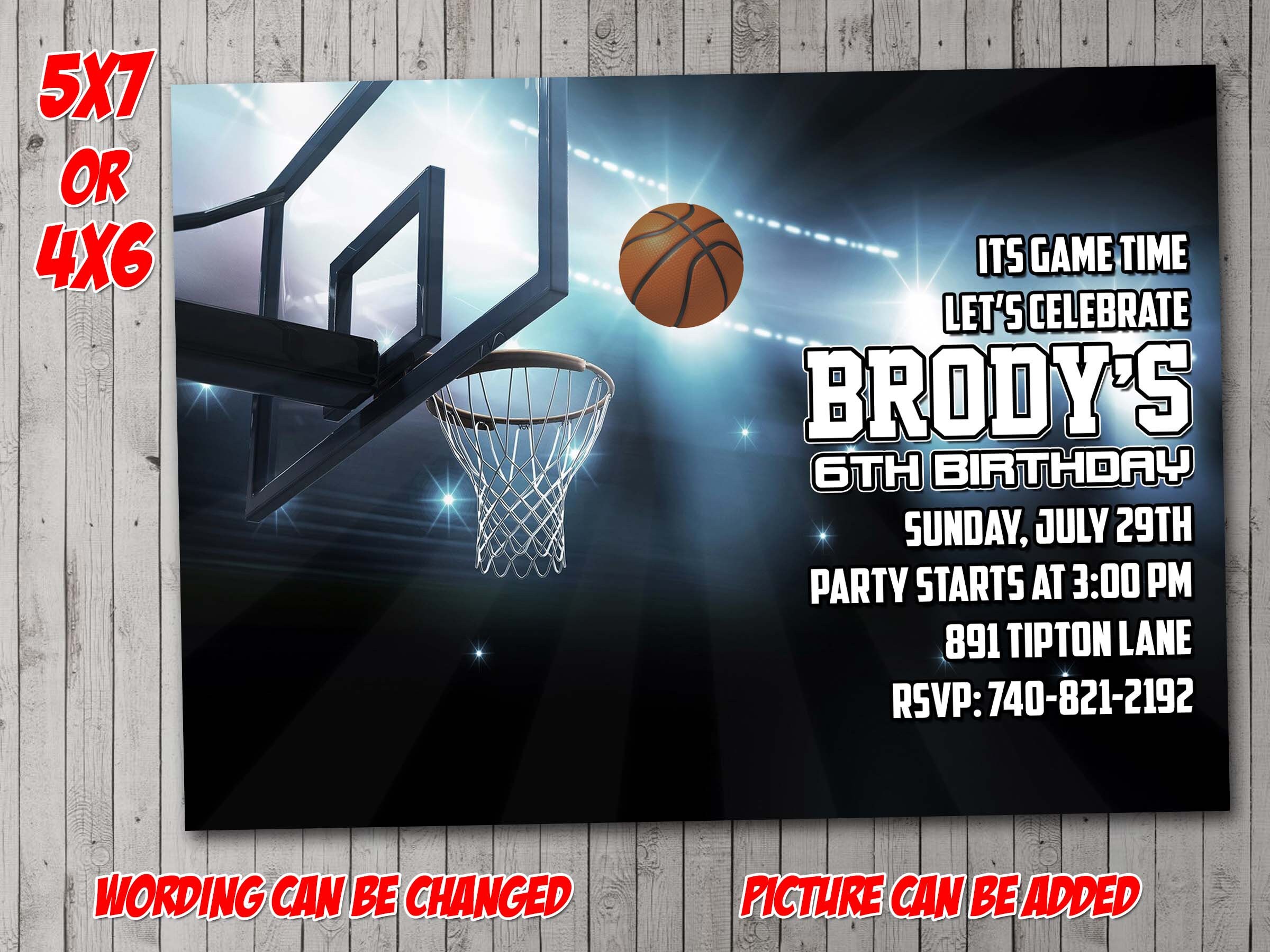 Basketball Digital Party Invitation, Birthday, Thank You Card, Holiday ...