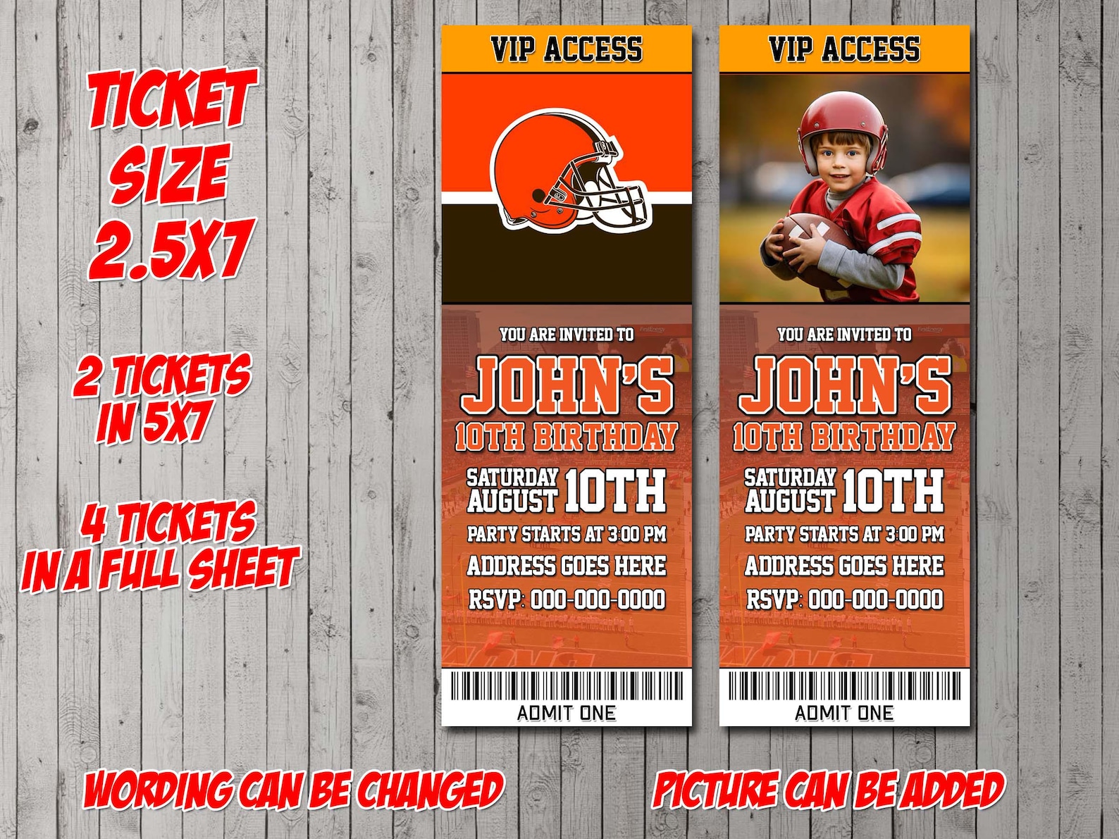Browns Inspired Ticket Digital Party Invitation, Birthday, Thank You ...
