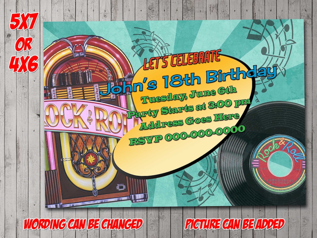 Jukebox Digital Party Invitation, Birthday, Thank You Card, Holiday ...
