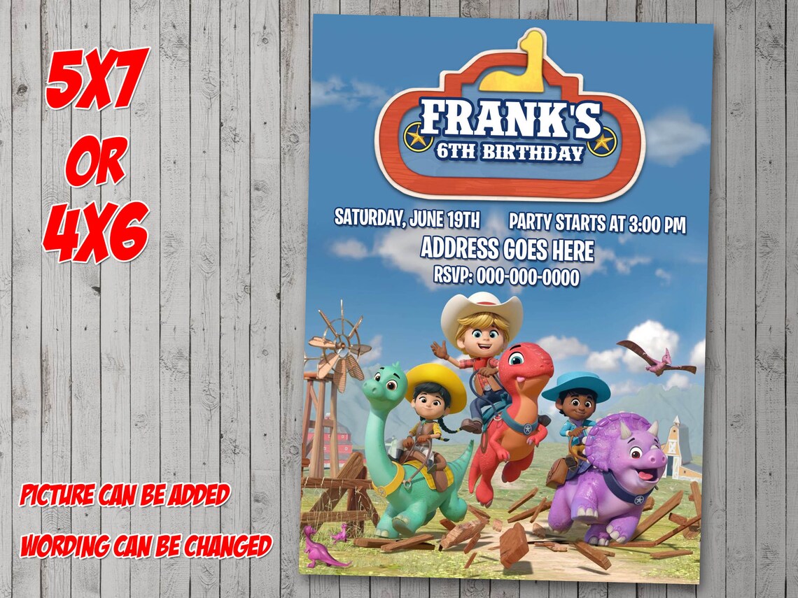 Dino Ranch Digital Party Invitation, Birthday, Thank You Card, Holiday ...