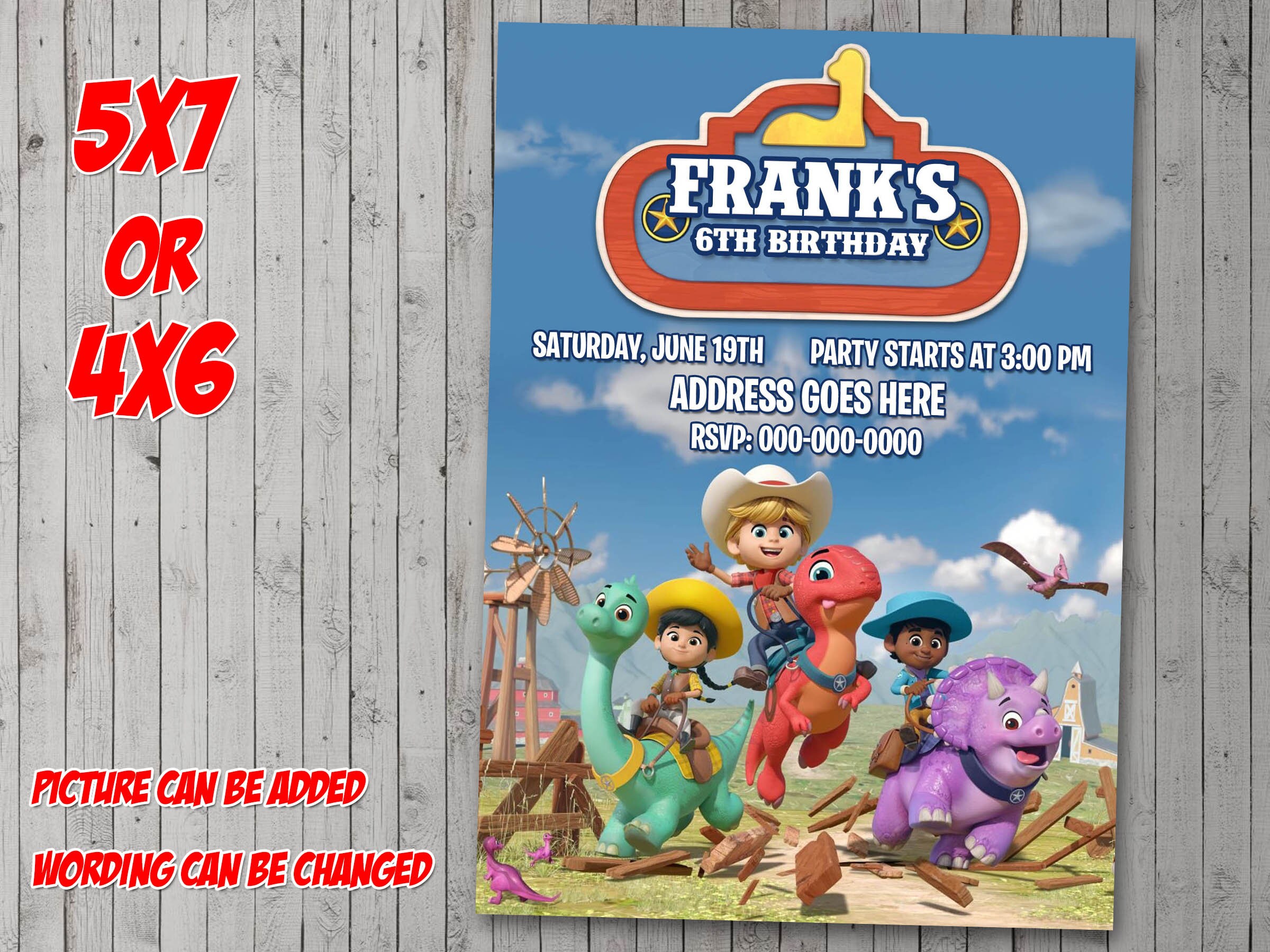 Dino Ranch Digital Party Invitation, Birthday, Thank You Card, Holiday ...