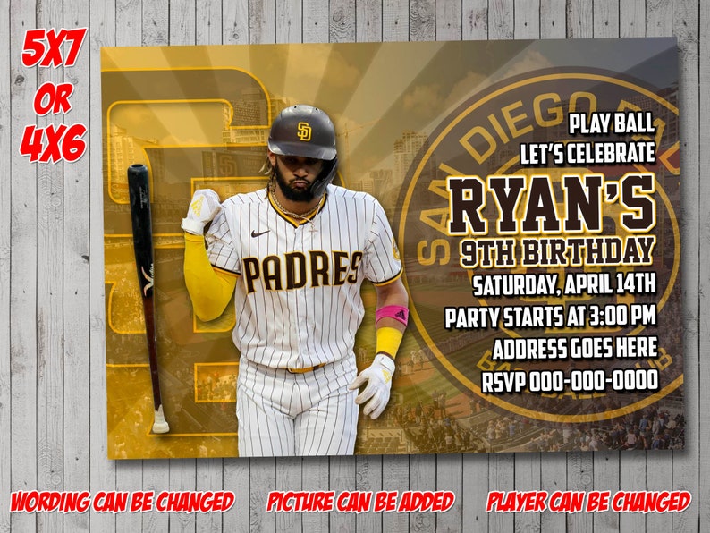 Padres Inspired Digital Party Invitation, Birthday, Thank You Card ...