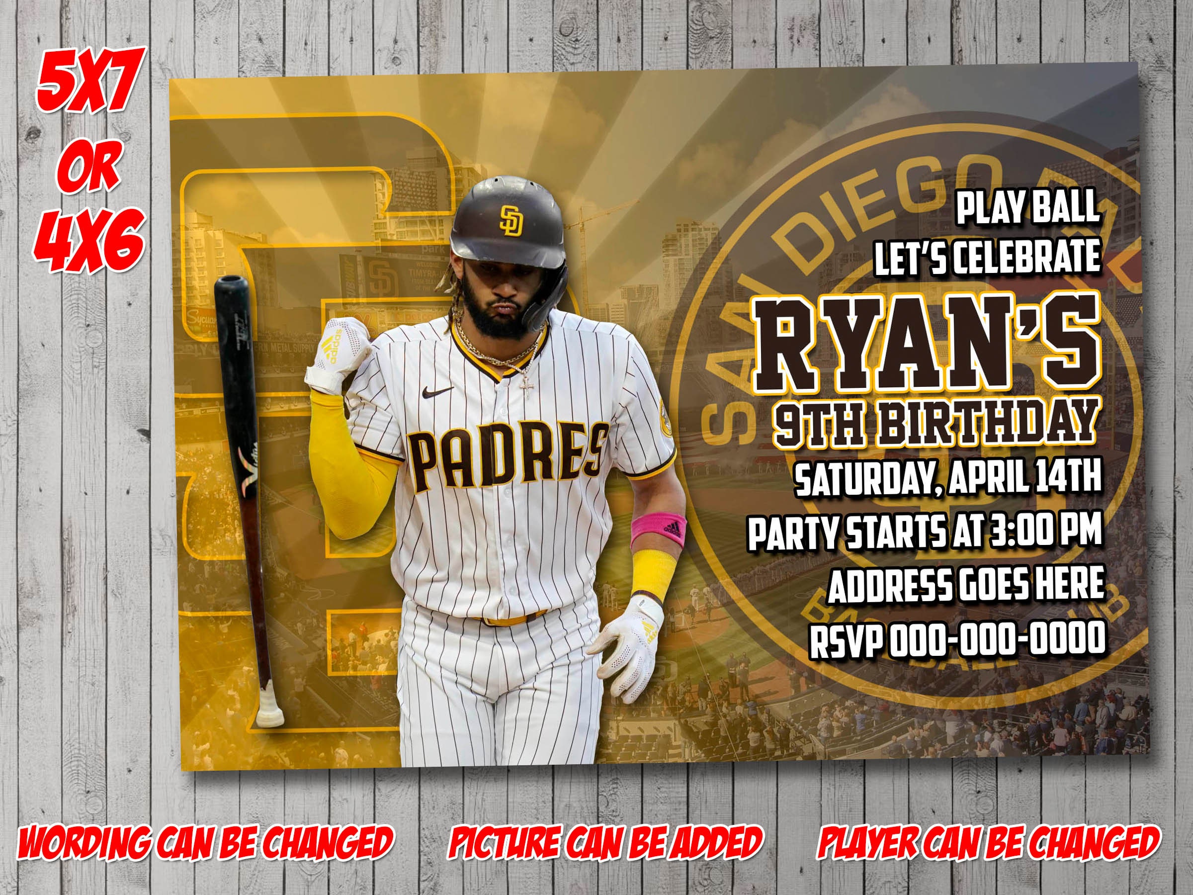 Padres Inspired Digital Party Invitation, Birthday, Thank You Card ...