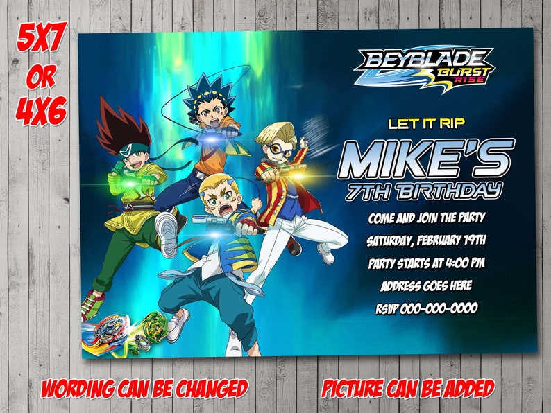Beyblade Digital Party Invitation, Birthday, Thank You Card, Holiday ...