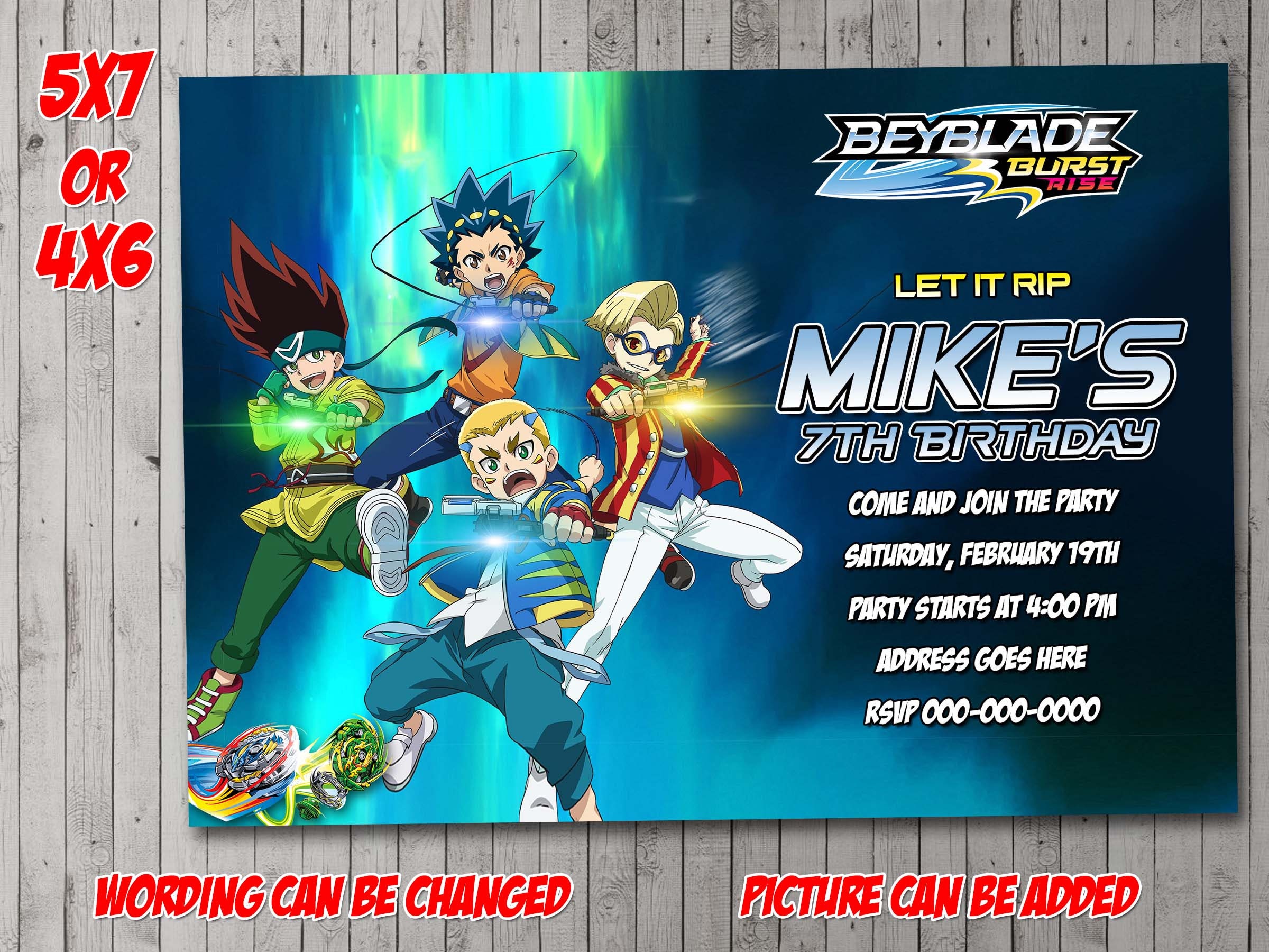 Beyblade Digital Party Invitation, Birthday, Thank You Card, Holiday ...