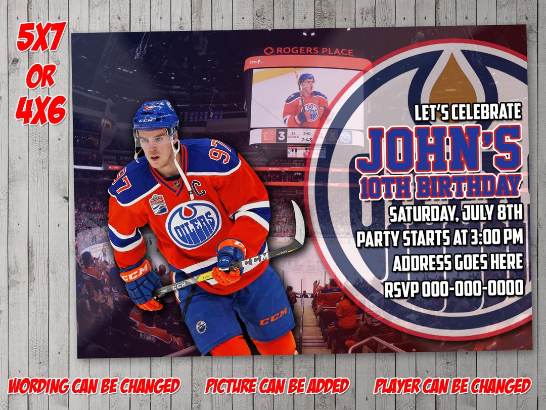 Oilers Inspired Digital Party Invitation, Birthday, Thank You Card ...