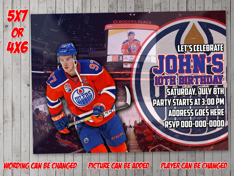 Oilers Inspired Digital Party Invitation, Birthday, Thank You Card ...