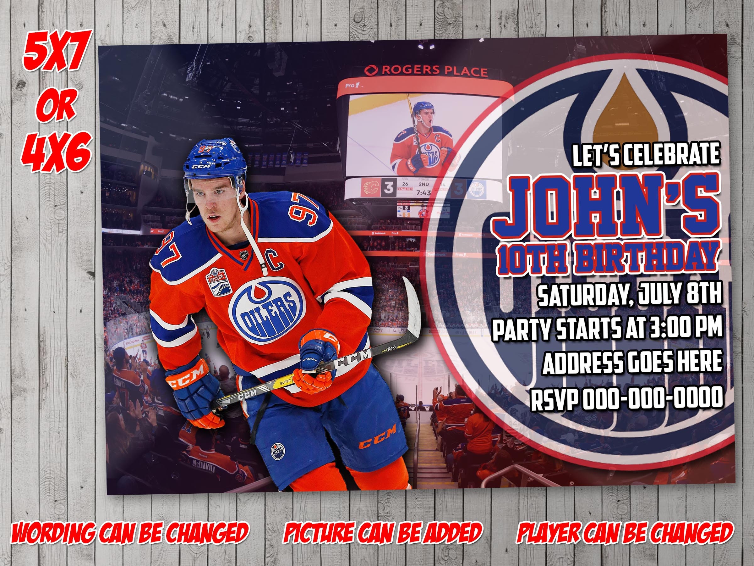 Oilers Inspired Digital Party Invitation, Birthday, Thank You Card ...