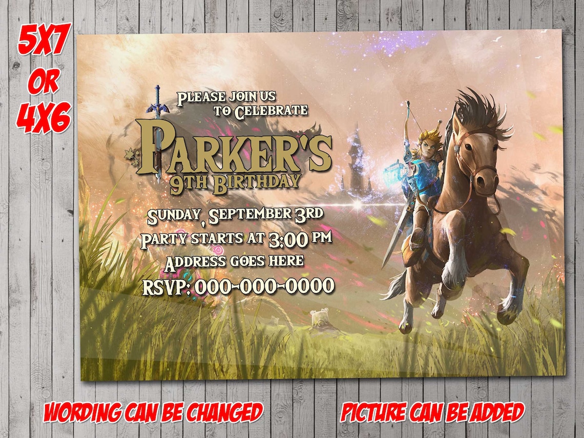 The Legend of Zelda M4 Digital Party Invitation, Birthday, Thank You ...