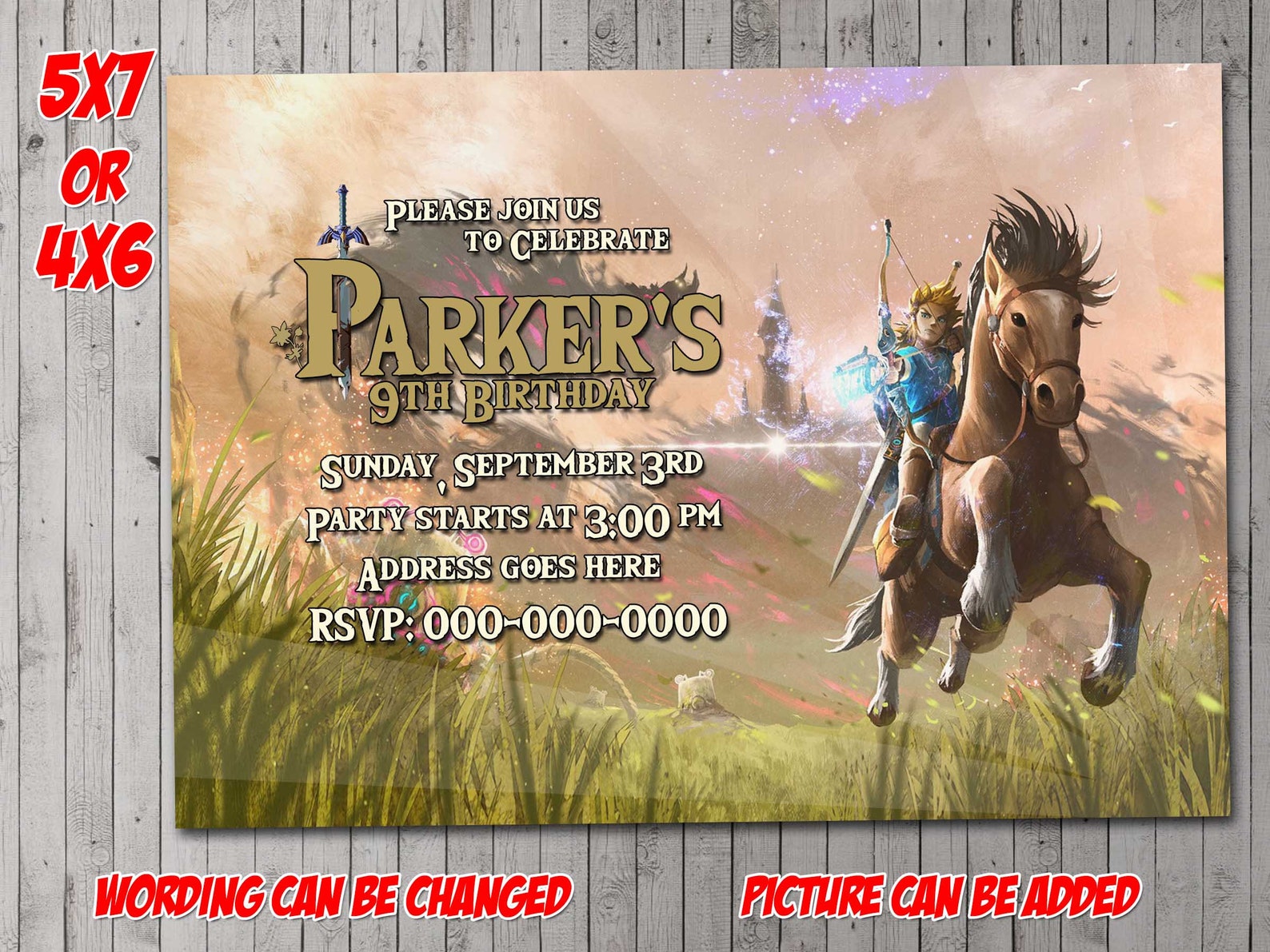The Legend of Zelda M4 Digital Party Invitation, Birthday, Thank You ...