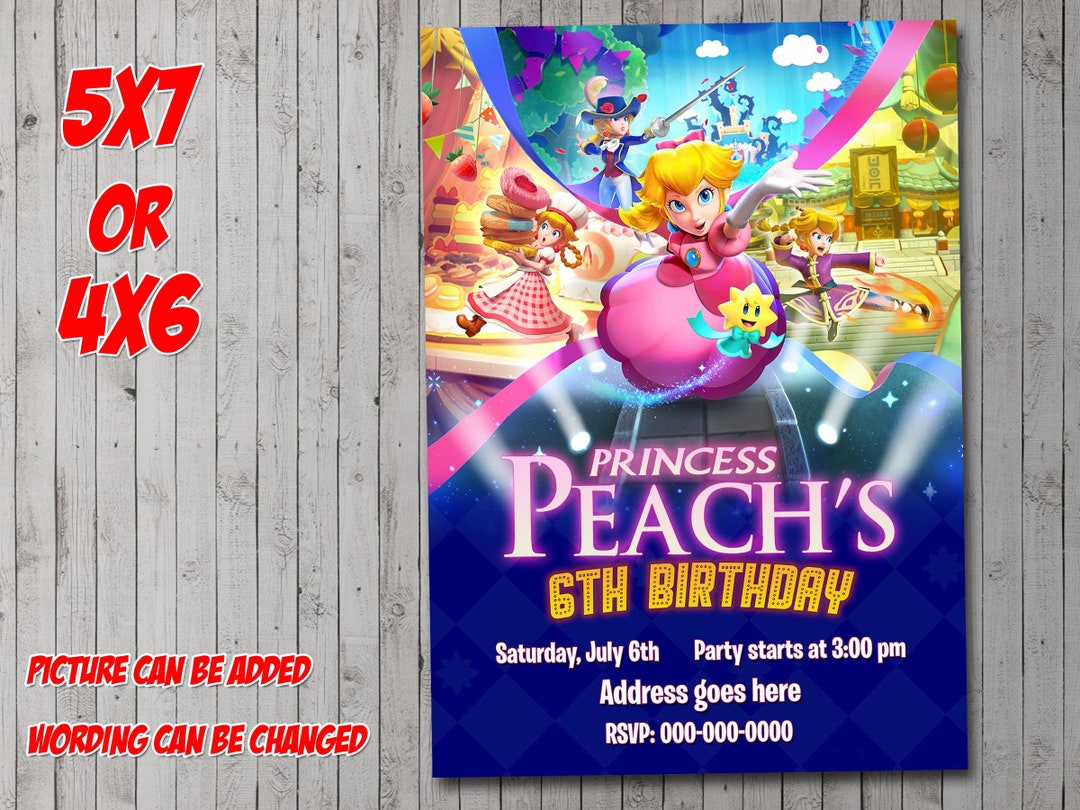 Peach Showtime Digital Party Invitation, Birthday, Thank You Card ...