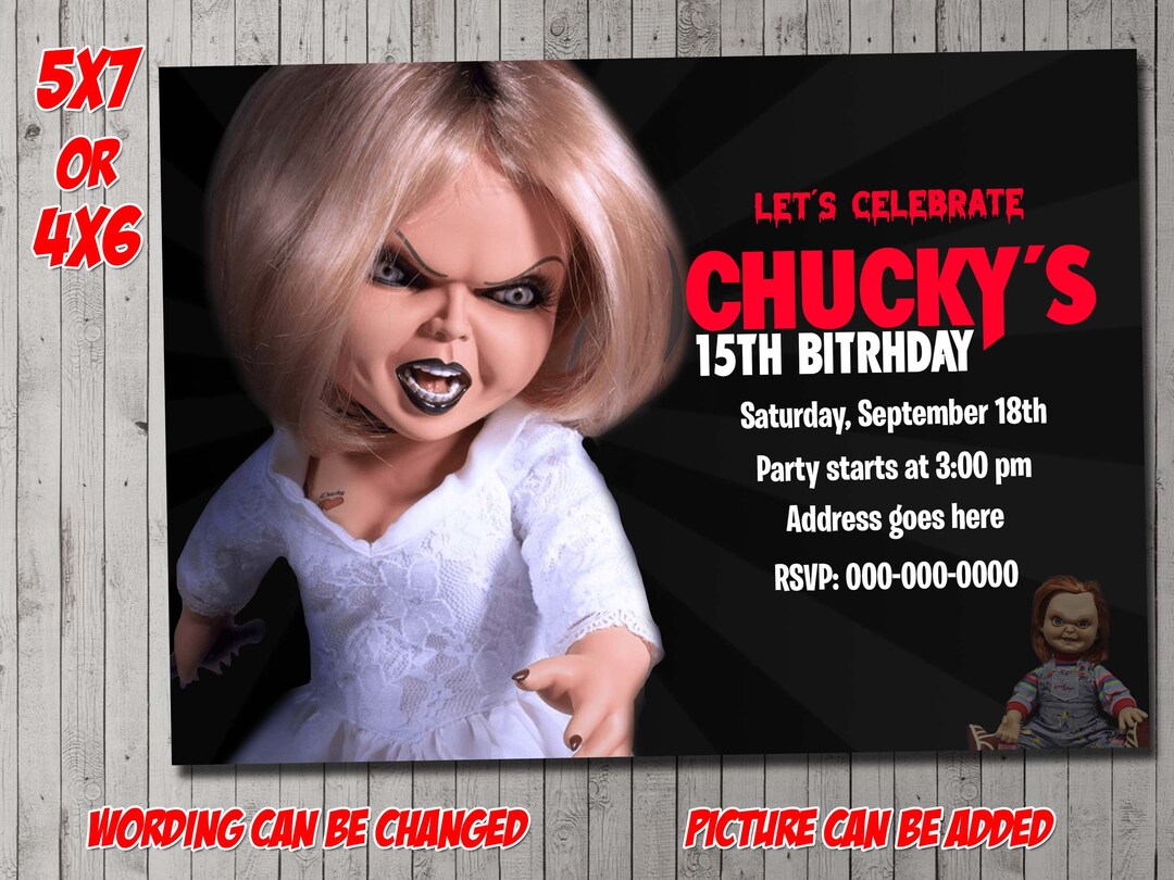Tiffany Chucky Digital Party Invitation, Birthday, Thank You Card ...