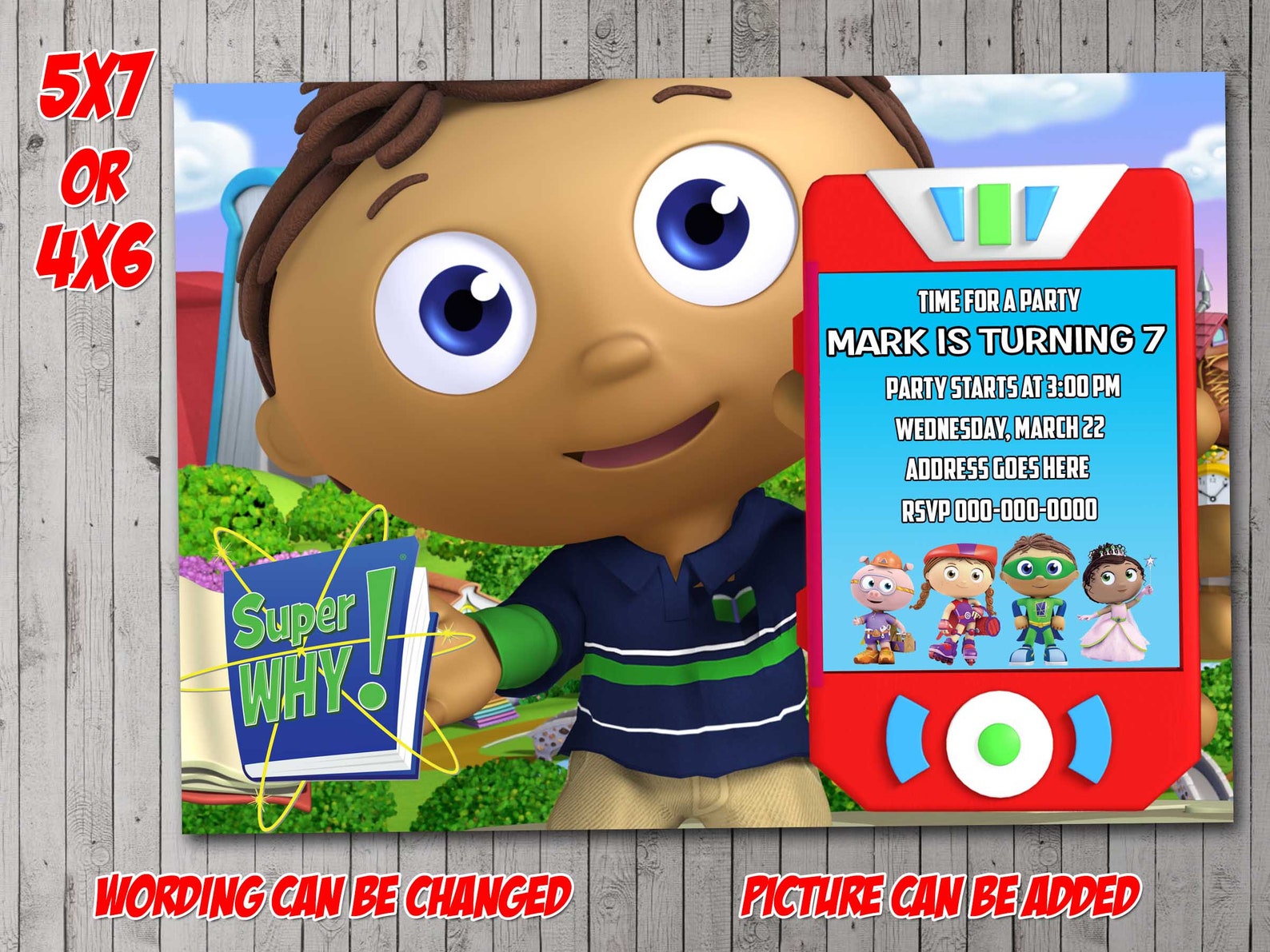 Super Why Digital Party Invitation, Birthday, Thank You Card, Holiday ...
