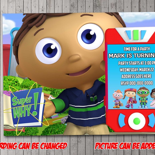 Super Why Invitation - Etsy