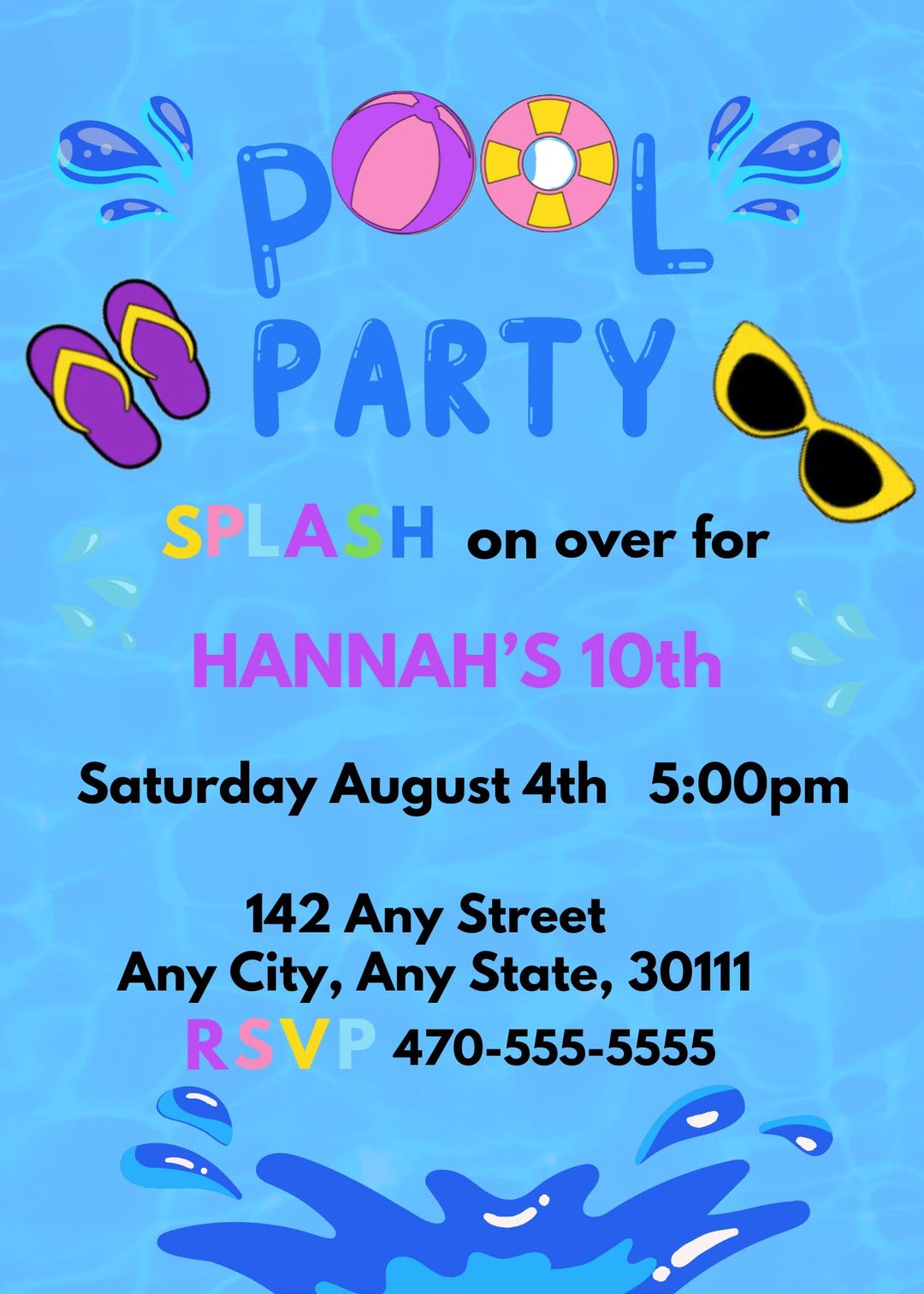 Pool Party Invitations-swim Party Invitations-beach Party Invitations ...