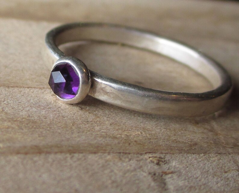Simple Sterling and Fine Silver Deep Purple Amethyst Ring - Etsy