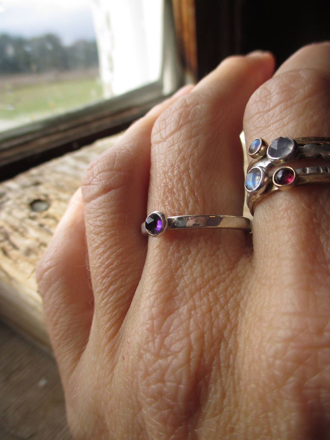 Simple Sterling and Fine Silver Deep Purple Amethyst Ring - Etsy